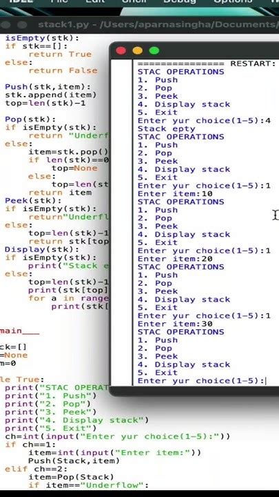 Python Program To Implement Stack Operations Part 2 Progra Code