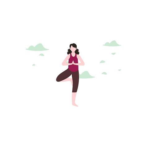 Una Mujer Haciendo Yoga Frente A Un Fondo Blanco Vector Premium
