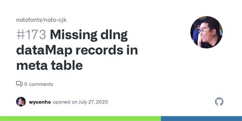 Missing Dlng DataMap Records In Meta Table Issue 173 Notofonts