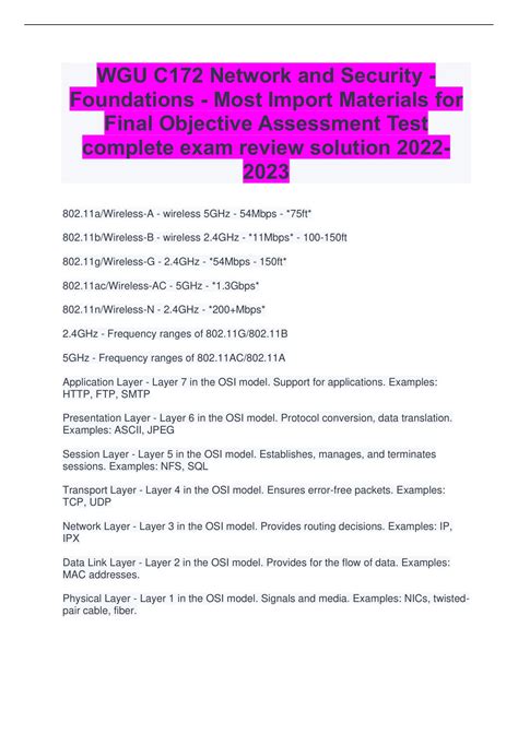 Wgu C172 Network And Security Foundations Most Import Materials For