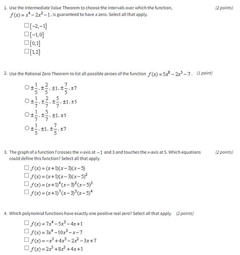 Solved Points Use The Intermediate Value Theorem To Chegg