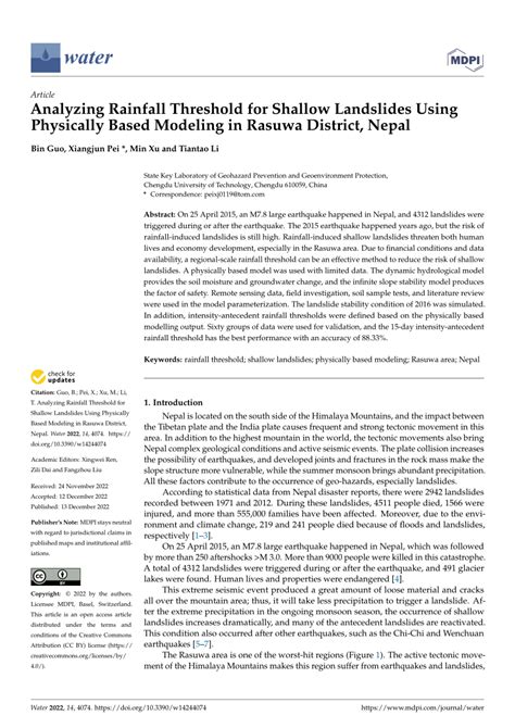 PDF Analyzing Rainfall Threshold For Shallow Landslides Using