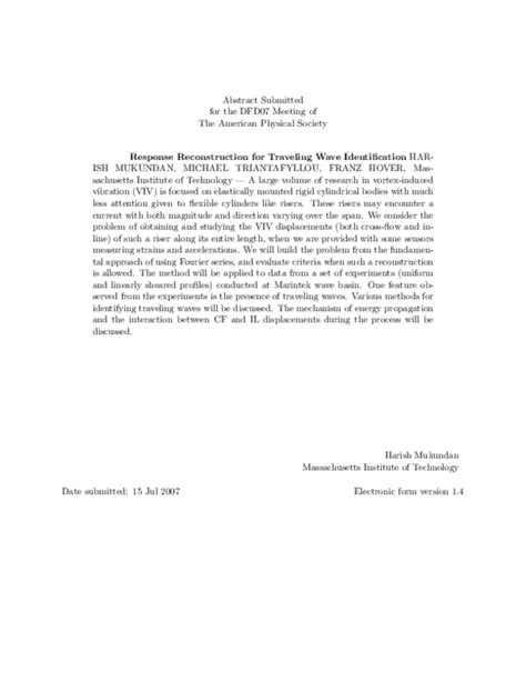 Pdf Response Reconstruction For Traveling Wave Identification Michael Triantafyllou