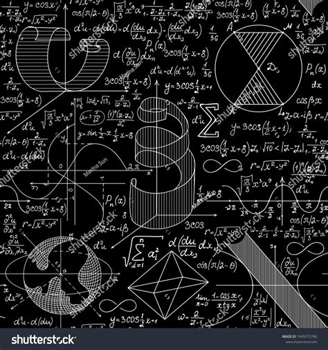 Scientific Vector Seamless Pattern Handwritten Mathematical Stock