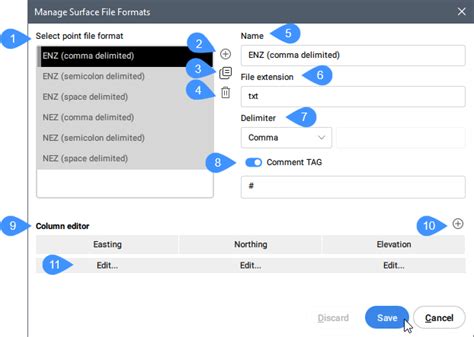 Manage Surface File Formats Dialog Box Bricscad Lite And Pro Bricsys Help Center