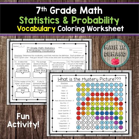 Math In Demand 7th Grade Math Vocabulary Coloring Worksheets