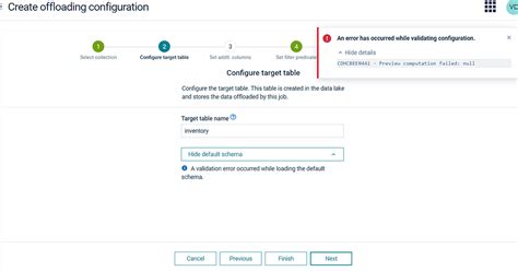 Getting Validation Error While Configuring Datahub Offloading Job
