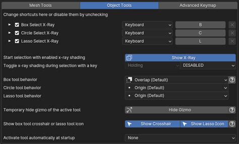object tools x ray selection tools