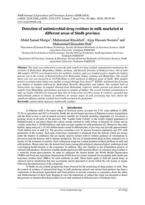 Pdf Detection Of Antimicrobial Drug Residues In Milk Marketed At