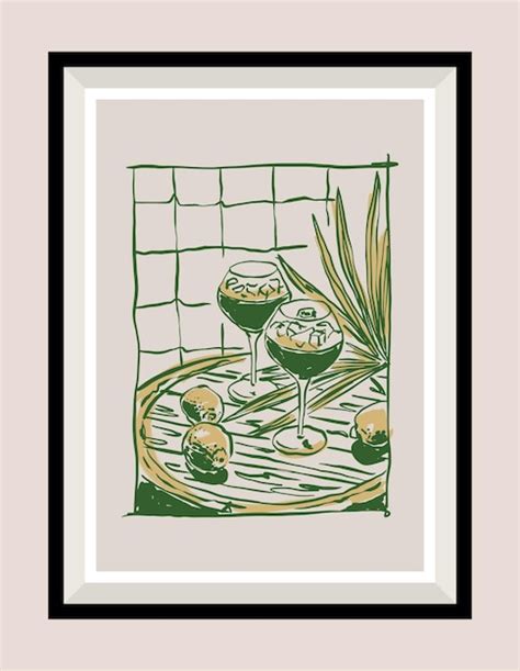Premium Vector Cocktail Hand Drawn Vector Illustration In A Poster Frame