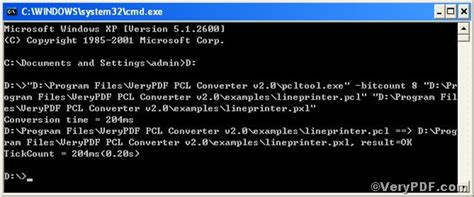 Convert Pcl To Pxl And Set Color Depth Via Command Line Verypdf