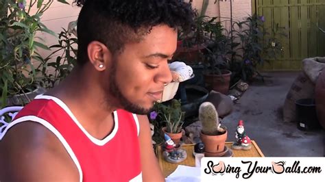 Youthful Black Person Flaunts His Balls And Jerks Off Performance