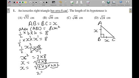 Right Isosceles Triangle Hypotenuse Length