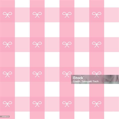 핑크 깅 엄 체크 완벽 한 패턴과 리본 로맨틱하고 장난기 넘치는 디자인 사랑을 테마로 한 창의적인 프로젝트를 위한 완벽한 발렌타인 데이 배경 0명에 대한 스톡 벡터 아트 및