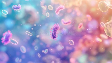Microscopic View Of Bacteria And Cells In Vibrant Colors Stock Image