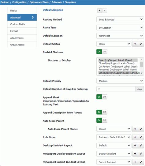 creating a top level incident hierarchy template