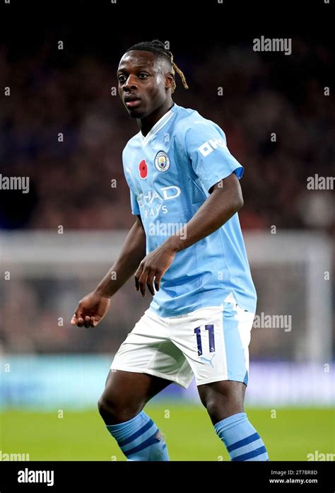 Manchester Citys Jeremy Doku During The Premier League Match At Stamford Bridge London