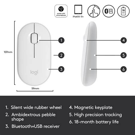 Logitech M350 Bluetooth Wireless Pebble Mouse White Next Shop