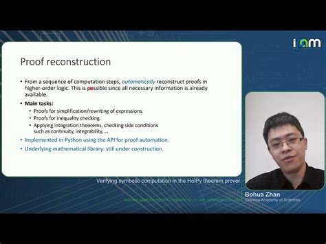 Free Video Verifying Symbolic Computation In The Holpy Theorem Prover Ipam At Ucla From
