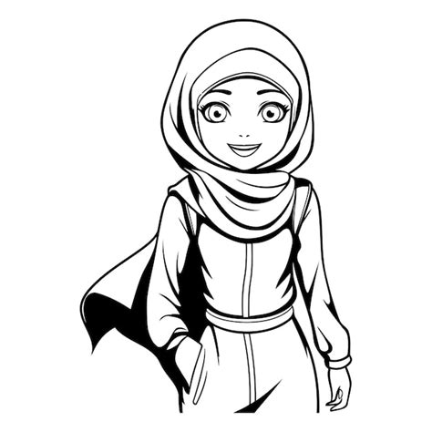 히자브 를 입은 무슬림 소녀 의 전통 의복 을 입은 이슬람 여자 프리미엄 Ai 생성 벡터