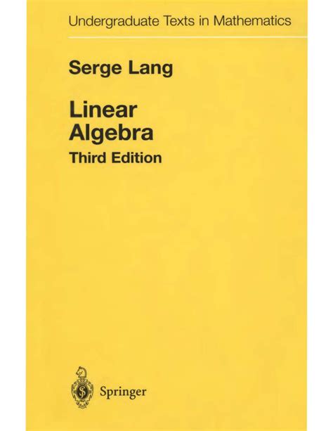 Serge Lang Linear Algebra