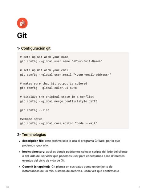 1 configuración git pdf archivo de computadora ingeniería de software