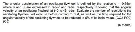 Solved The Angular Acceleration Of An Oscillating Flywheel Is Defined