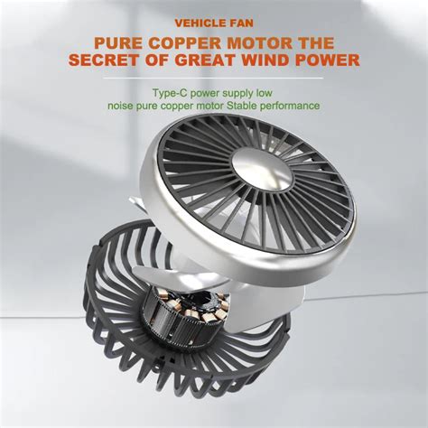 Seametal 차량용 Usb 선풍기 듀얼 헤드 냉각 공기 선풍기