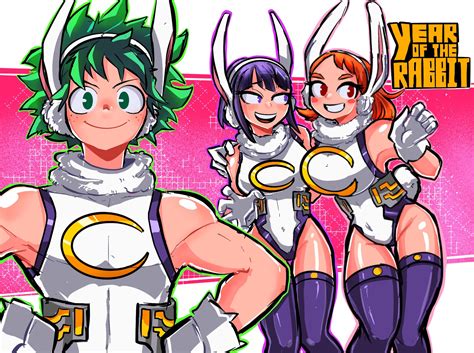 Midoriya Izuku Uraraka Ochako Mirko And Jirou Kyouka Boku No Hero Academia Drawn By