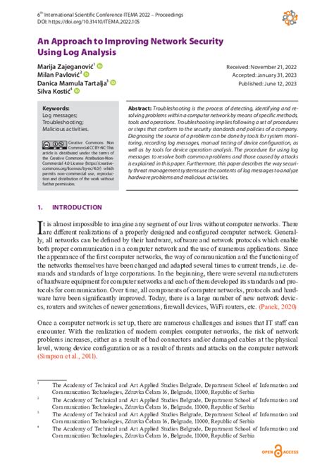Pdf An Approach To Improving Network Security Using Log Analysis