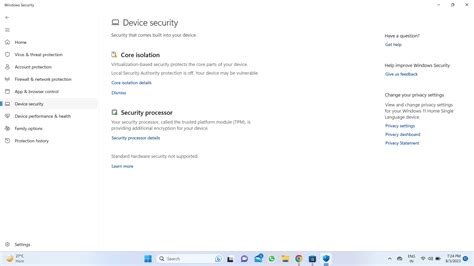 The Core Isolation Under Device Security Says That My Local Security