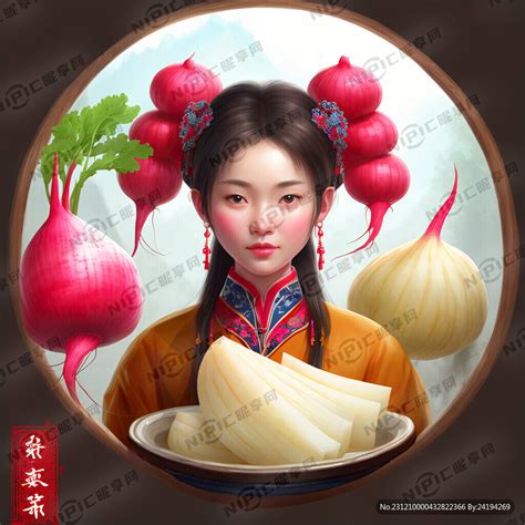 Ai创作图苗家姑娘腌制酸萝卜 昵图网