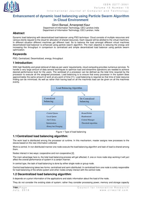 pdf enhancement of dynamic load balancing using particle swarm