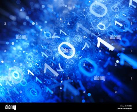 Glowing Blue Big Data In Space With Particles Depth Of Field Binary