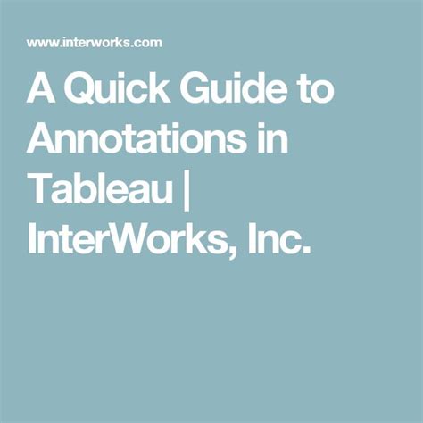 Quick Guide To Annotations In Tableau