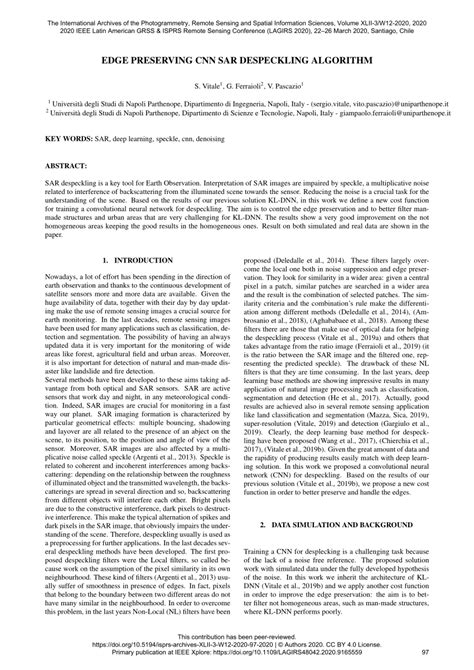 Pdf Edge Preserving Cnn Sar Despeckling Algorithm