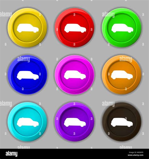 Jeep Icon Sign Symbol On Nine Round Colourful Buttons Vector Illustration Stock Vector Image
