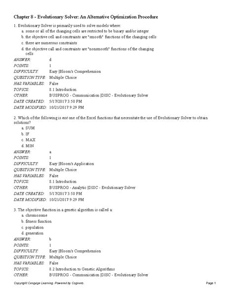 Chapter 8 Evolutionary Solver An Alternative Optimization Procedure