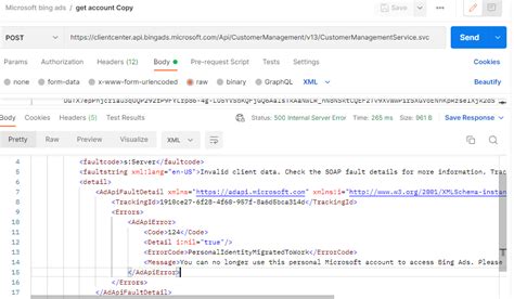 microsoft bing ads api gives 124 error while invoking get user api call