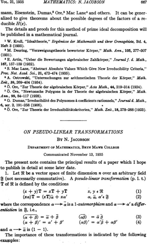 On Pseudo Linear Transformations Pnas