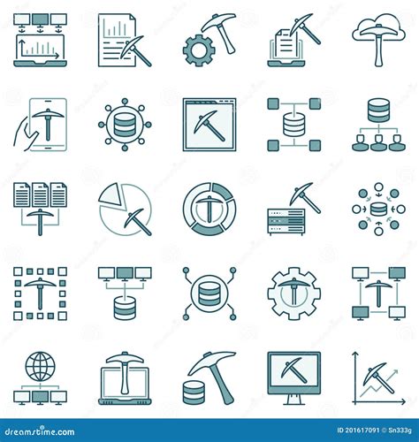 Data Mining Technology Colored Concept Vector Icons Stock Vector Illustration Of Design