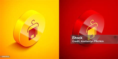 주황색과 빨간색 배경에 격리 된 행거 아이콘에 등색 타월 욕실 수건 아이콘 서클 버튼입니다 벡터 3차원 형태에 대한 스톡 벡터 아트 및 기타 이미지 Istock