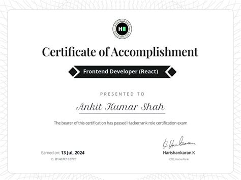 Ankit Kumar Shah On Linkedin React Webdevelopment Hackerrank Certification Continuouslearning