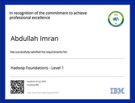 Abdullah Imran On Linkedin Ibm Certification Hadoop Bigdata