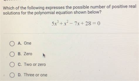 Solved Which Of The Following Expresses The Possible Number Of