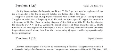 Solved Problem Topic JK Flip Flop JK Flip Flops Chegg