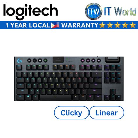 Itw Logitech G913 TKL Tenkeyless Lightspeed Wireless RGB Mechanical Gaming Keyboard Clicky