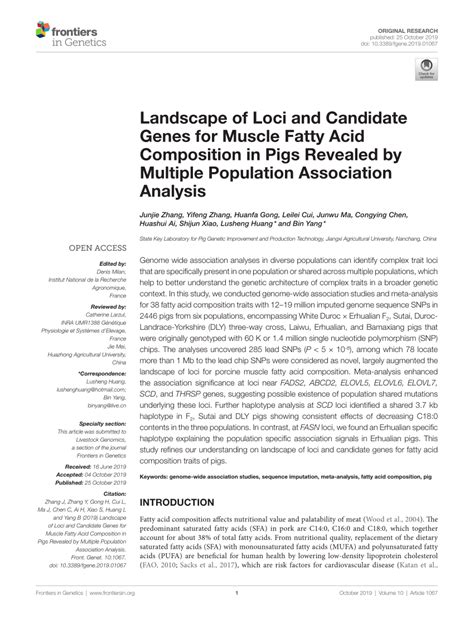 Pdf Landscape Of Loci And Candidate Genes For Muscle Fatty Acid