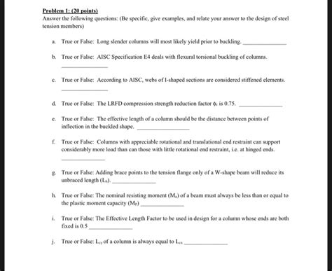 Solved Problem 1 20 Points Answer The Following Chegg