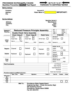 Fillable Online Backflow Prevention ANNUAL Test Report Fax Email Print PdfFiller